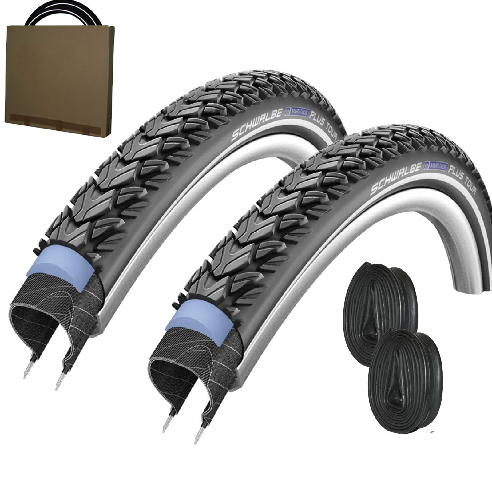 2x SCHWALBE Reifen Marathon Plus Tour Reifen Reflex Unplattbar 26x1.75 ...